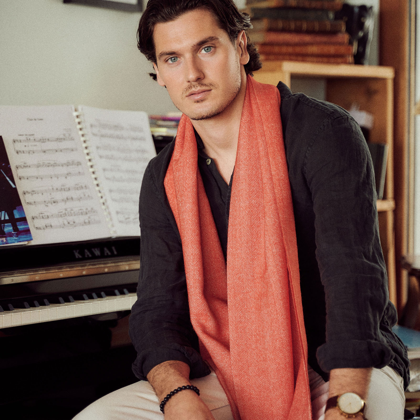 Étole colorée à chevrons - Chaska Paris - 100% baby alpaga